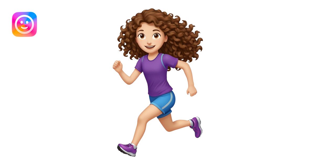 long curly brown hair girl running emoji | AI Emoji Generator