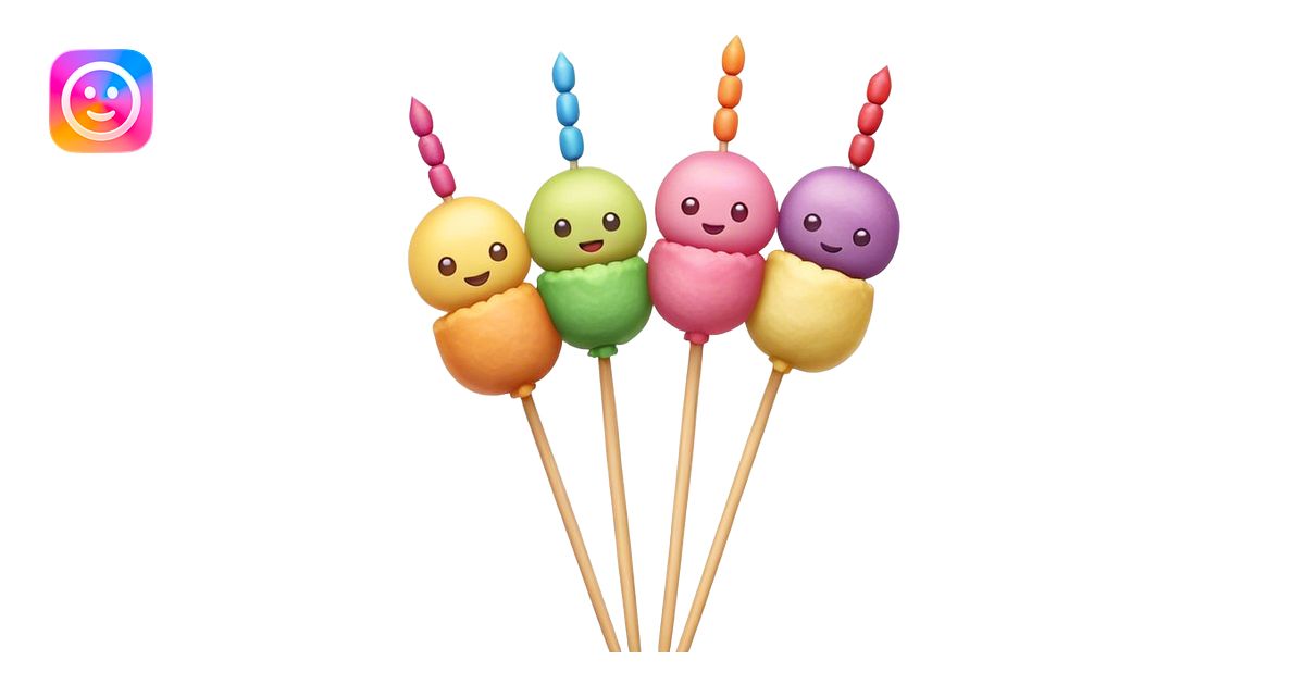 Dango Cinematic Realistic Dango Dessert Emoji, depicted as a skewer ...