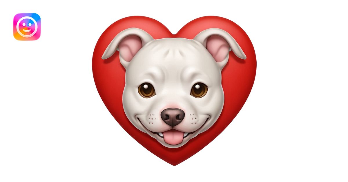 happy pit bull face inside a heart emoji | AI Emoji Generator