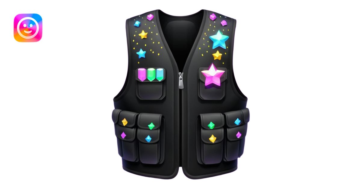 all-black bulletproof vest, surrounded by glowing sparkles emoji | AI ...