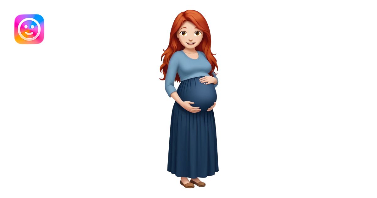 Make a strong women with long red hair, pregnant with maxi skirt ...