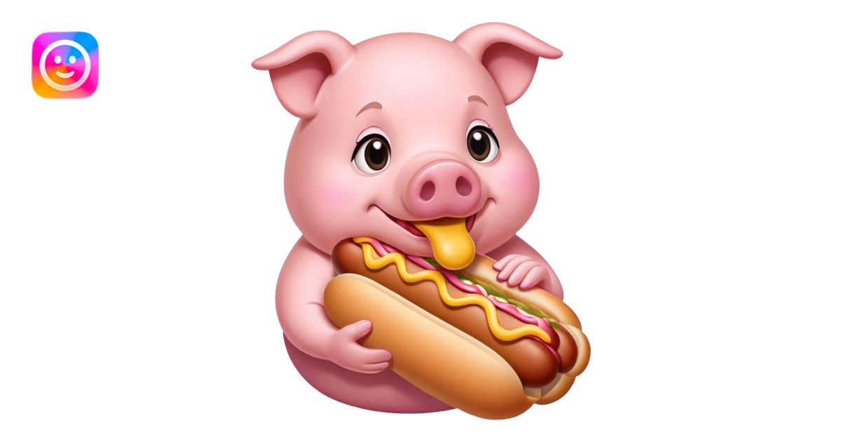 Pig eating hot dog emoji | AI Emoji Generator