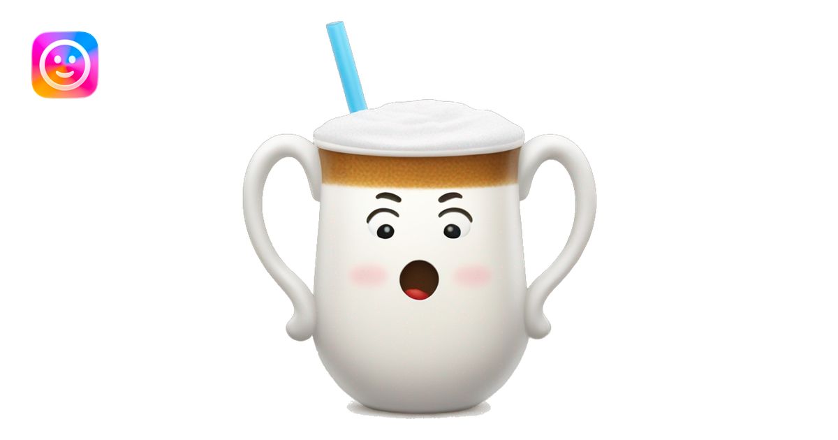 An emoji of a traditional Turkish ayran cup, with a frothy top and a ...