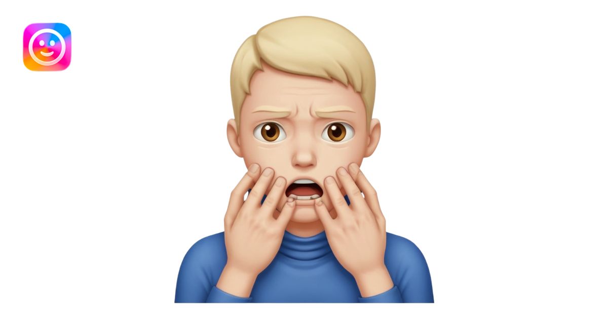 Stressed clenching face and mouth with hands choking the neck emoji ...