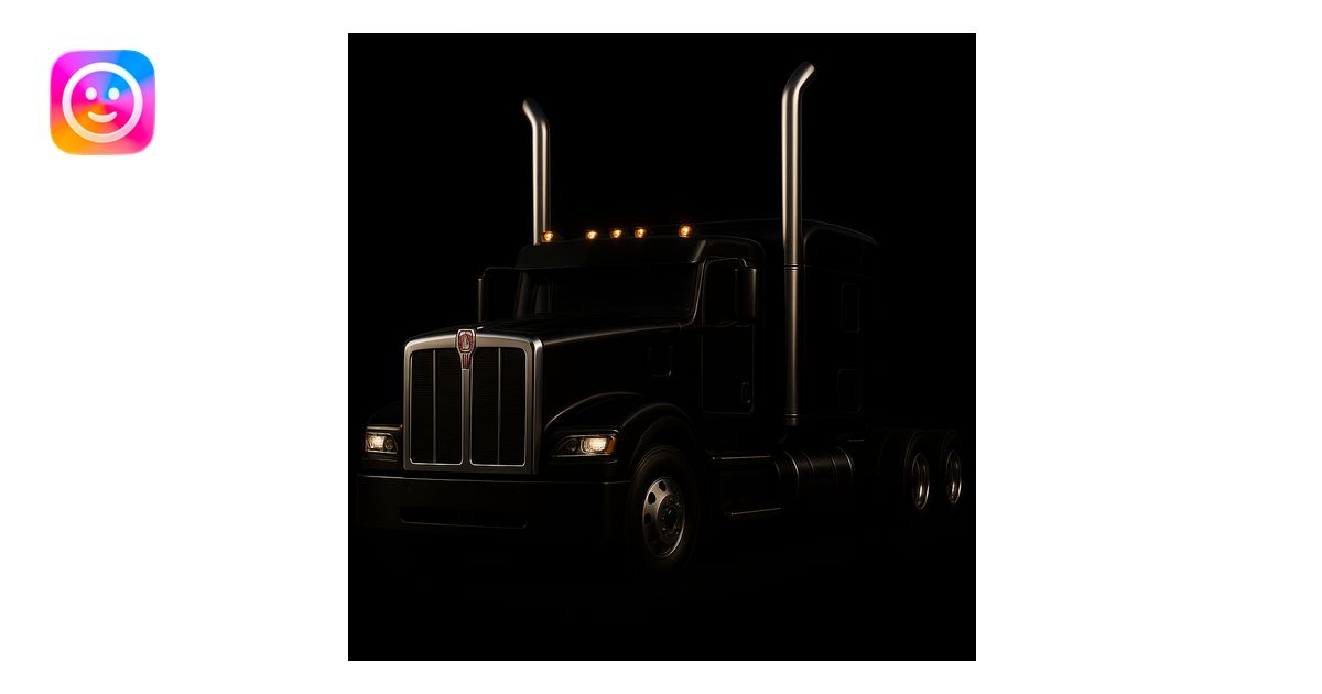 Edit the image of a 2026 Kenworth W680 flattop black semi sleeper with ...