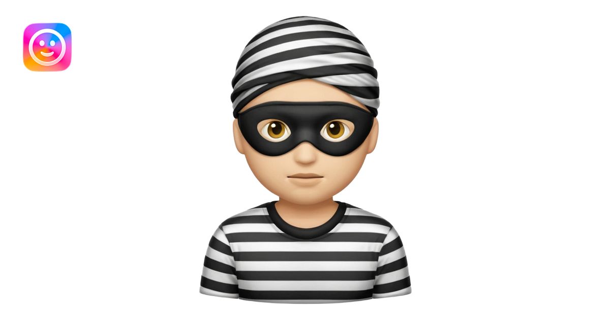A theif robber emoji,Stripped shirt.eye mask. emoji | AI Emoji Generator