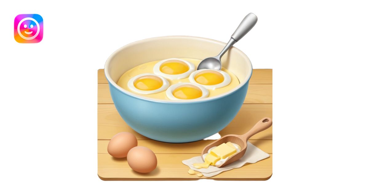 baking preperation with mixing bowl with uncracked eggs and butter ...