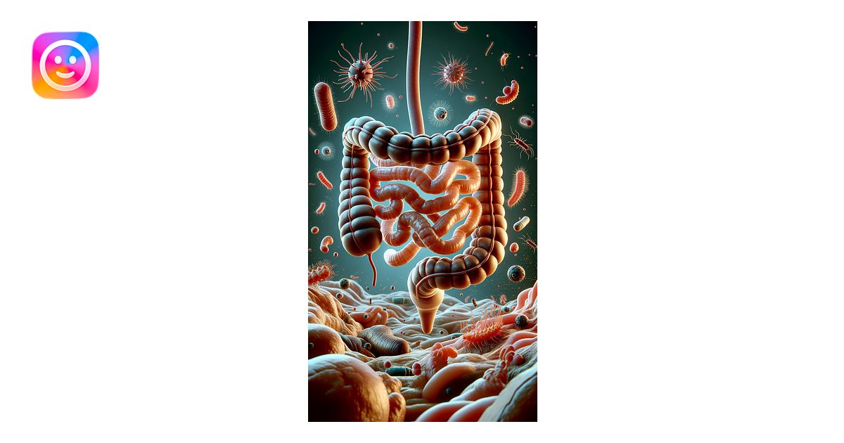 INTESTINO UMANO ANATOMICO REALISTICO CIRCONDATO DA PARASSITI E BATTERI ...