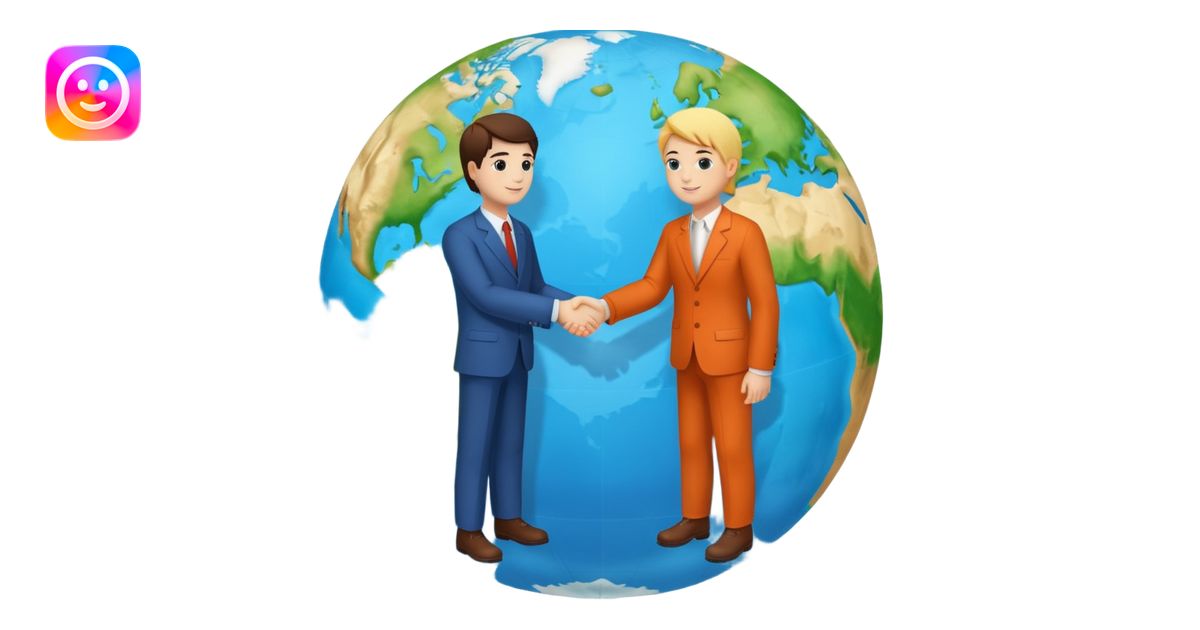 Shake hands and a globe showing negotiation of climate change with ...