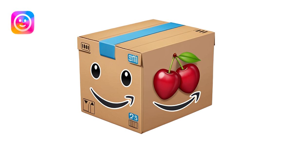 caja de Amazon prime color cherry red emoji | AI Emoji Generator