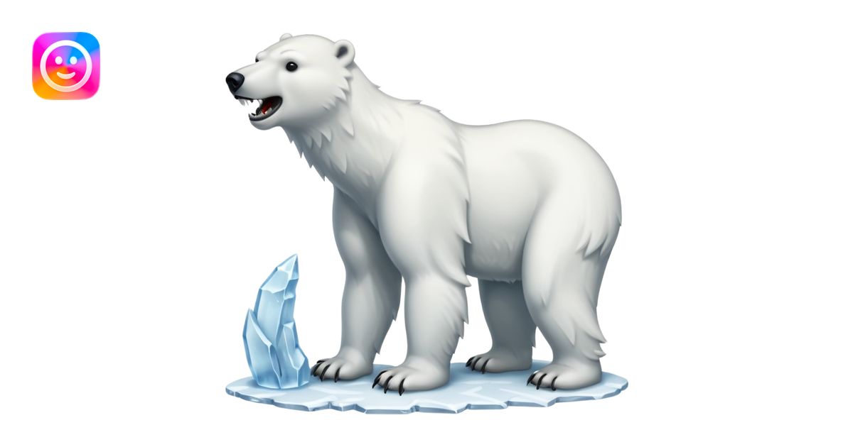 Polar bear with a wolf’s tail, thick neck fur, and long fangs emoji ...