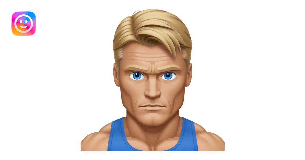 Dolph Lundgren with blue eyes, dark blonde hair, muscle body emoji | AI ...