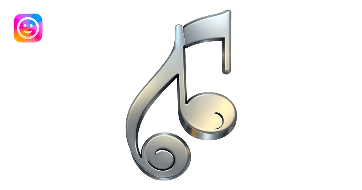 music note with a chromic metal texture, no gold emoji | AI Emoji Generator