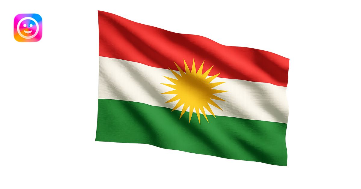 Kurdistan flag, waving effect, red, white, green horizontal stripes ...