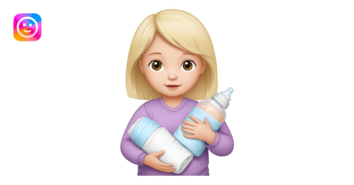 CUTE BABY GIRL WITH BOTTLE AND STACK OF DIAPERS emoji | AI Emoji Generator