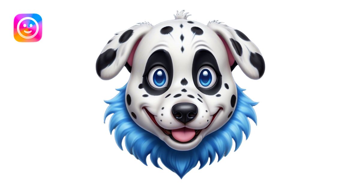 Cinematic Comical Harlequin Dalmatian Portrait Emoji, Head tilted ...