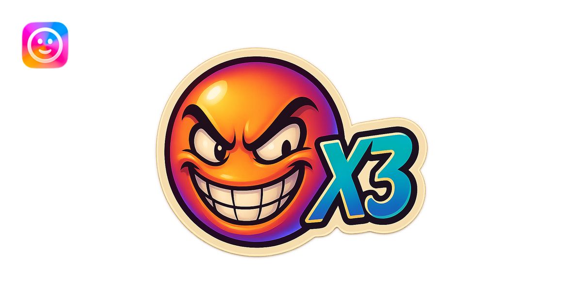 grin EVIL LOOk , Make it say "X3"" emoji | AI Emoji Generator