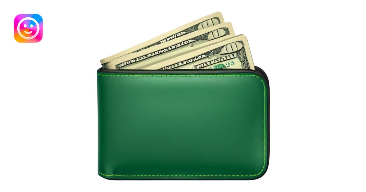 green wallet with dollars emoji | AI Emoji Generator