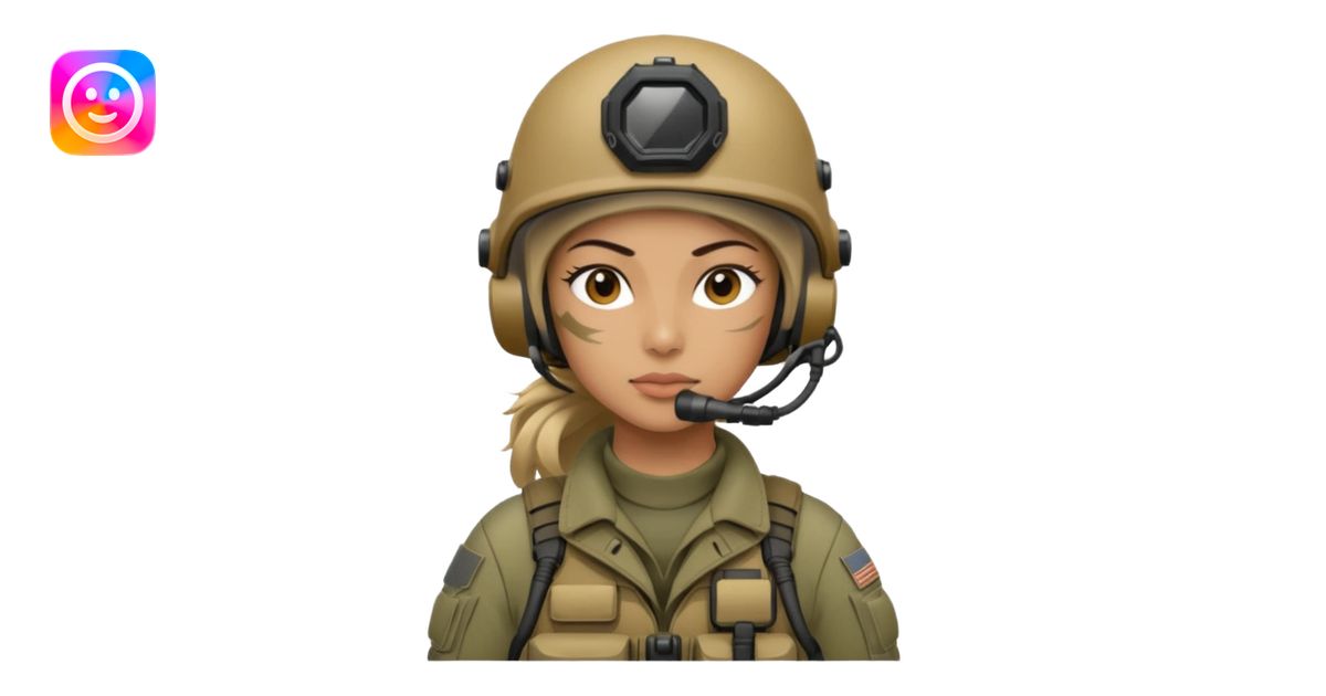 female special operations communications operator with combat gear head ...