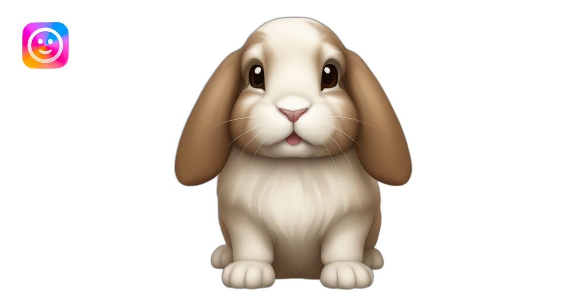 brown holland lop bunny (portrait, facing forward, iOS 17 style, happy ...