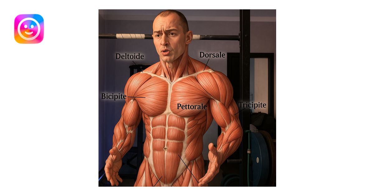 Highlight the muscle fibers of the man's body in the reference photo in ...