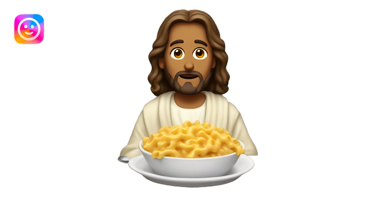 jesus eating mac and cheese emoji | AI Emoji Generator
