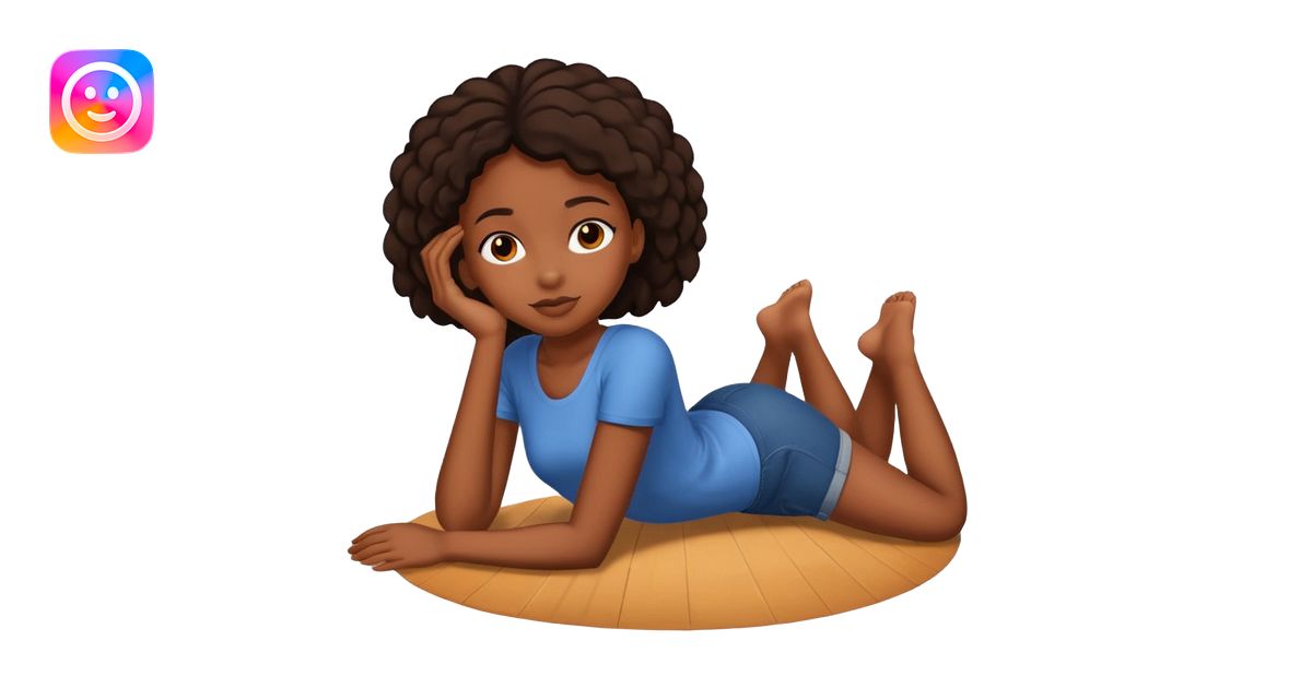 Black girl Laying down on the floor emoji | AI Emoji Generator