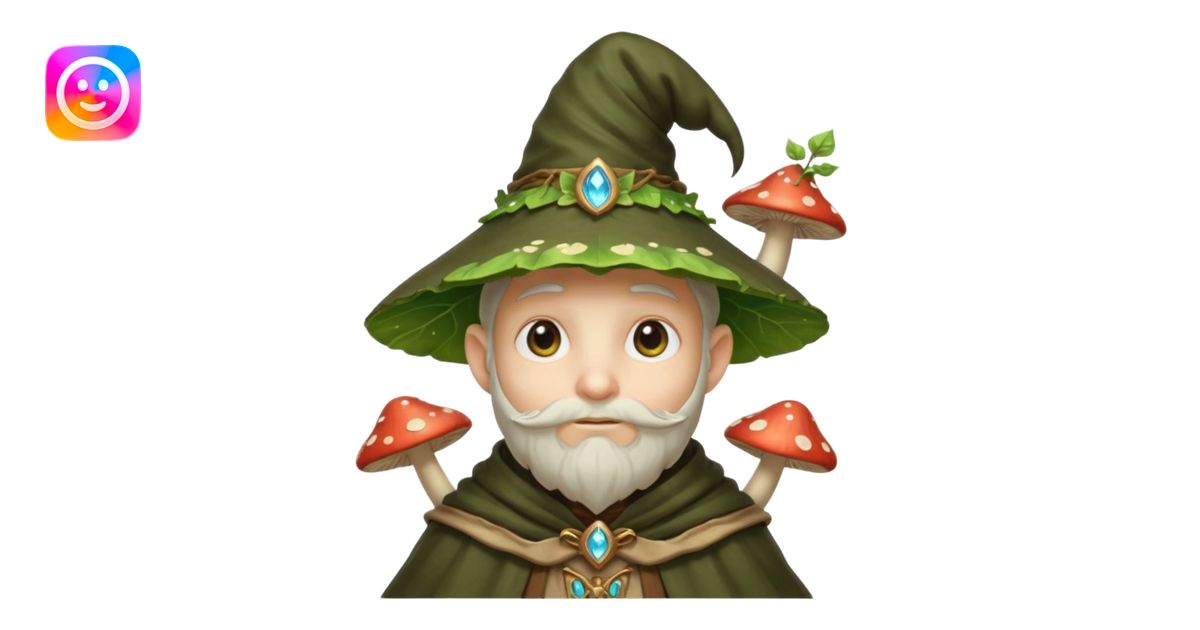 mushroom wizard portrait, head and shoulders only, glowing spores ...