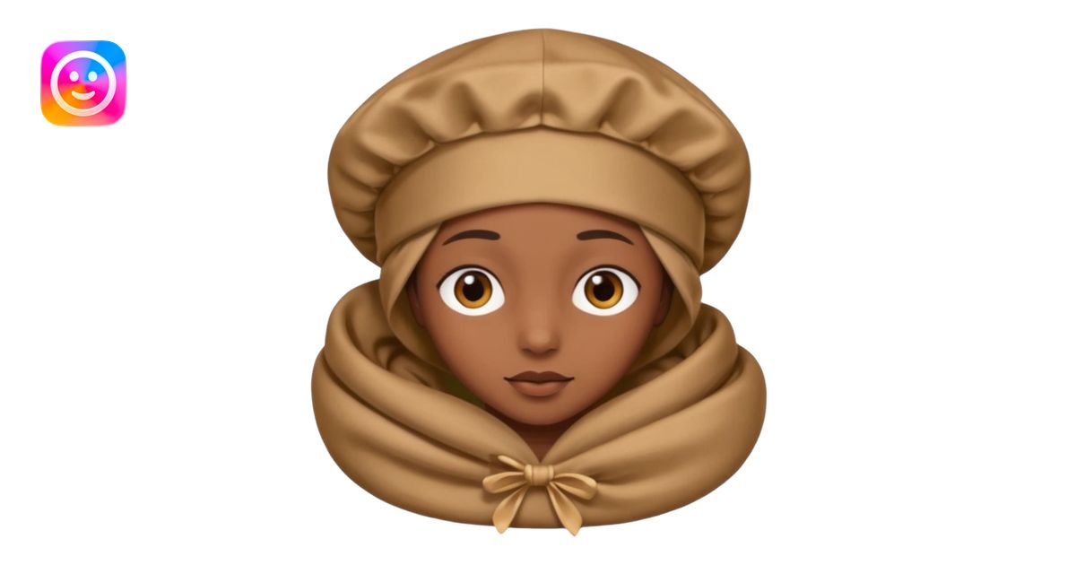 Silk sleep Bonnet emoji brown skin emoji | AI Emoji Generator