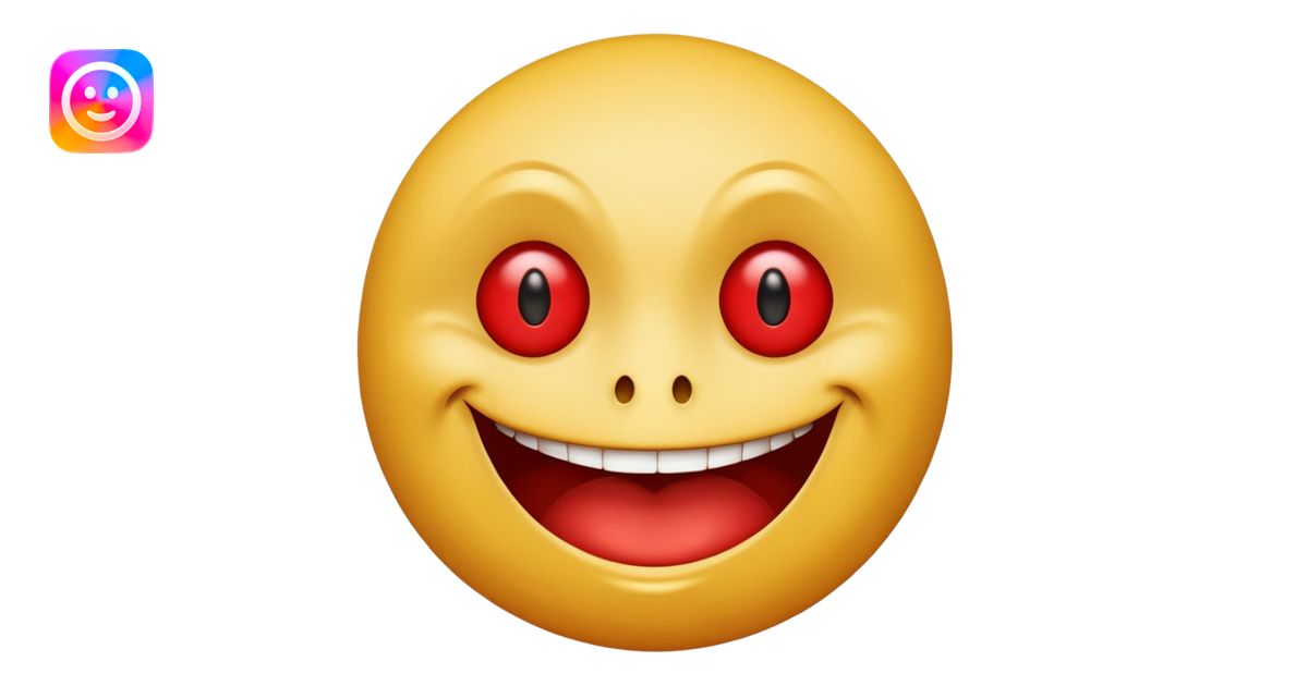 Insane smiley face who’s greedy and has red tired eyes emoji | AI Emoji ...