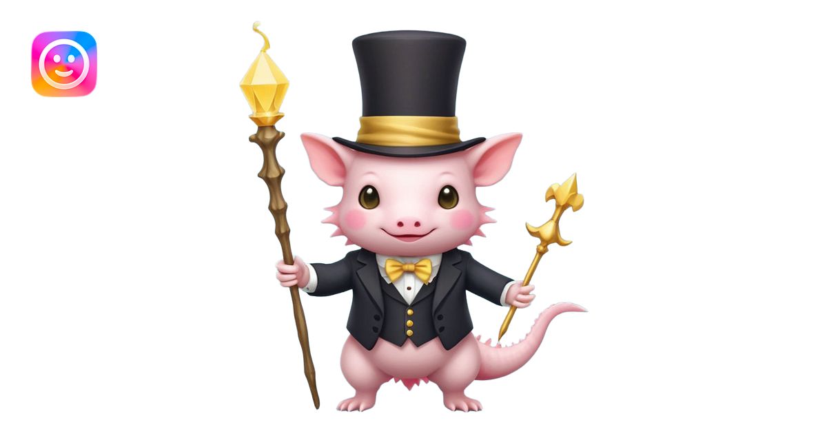 light yellow axolotl with magician hat emoji | AI Emoji Generator