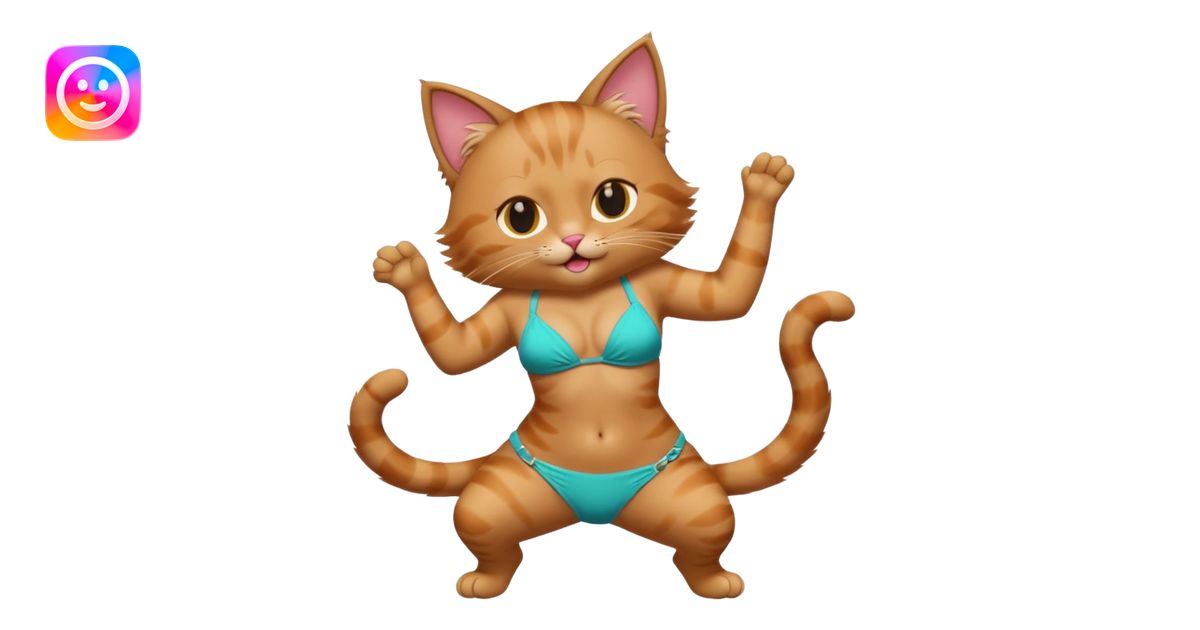 cat dancing in bikini emoji | AI Emoji Generator