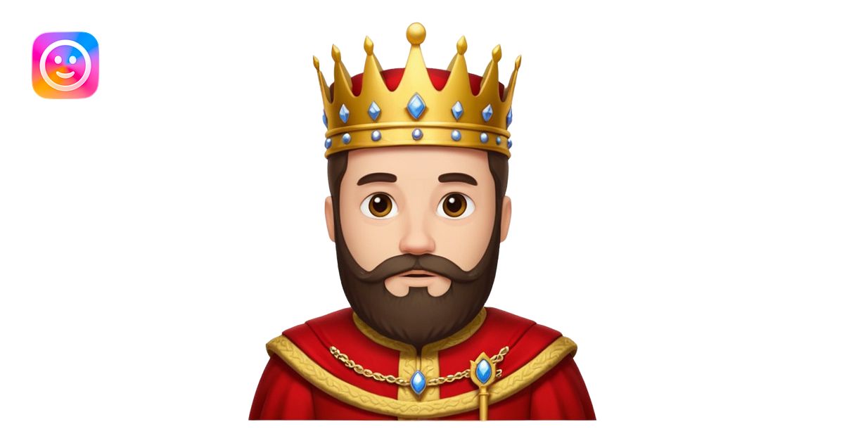 bearded uncrowned king red ROYAL outfit emoji | AI Emoji Generator