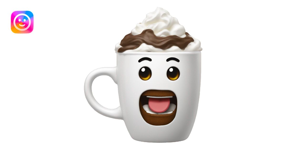 Coco in a mug with lots of whip cream no emoji face emoji | AI Emoji ...