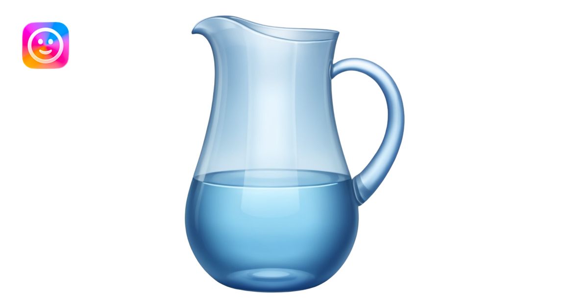 A water pitcher, transparent, slightly blue water, no lid, no droplets ...