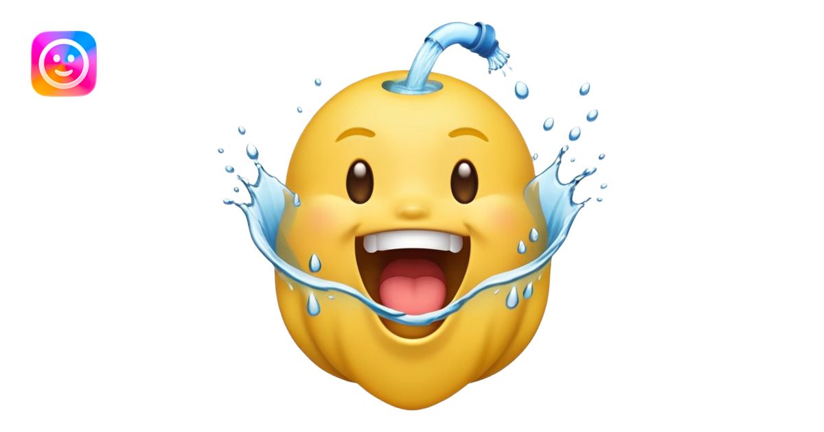 yellow emoji mouth open catching water emoji | AI Emoji Generator