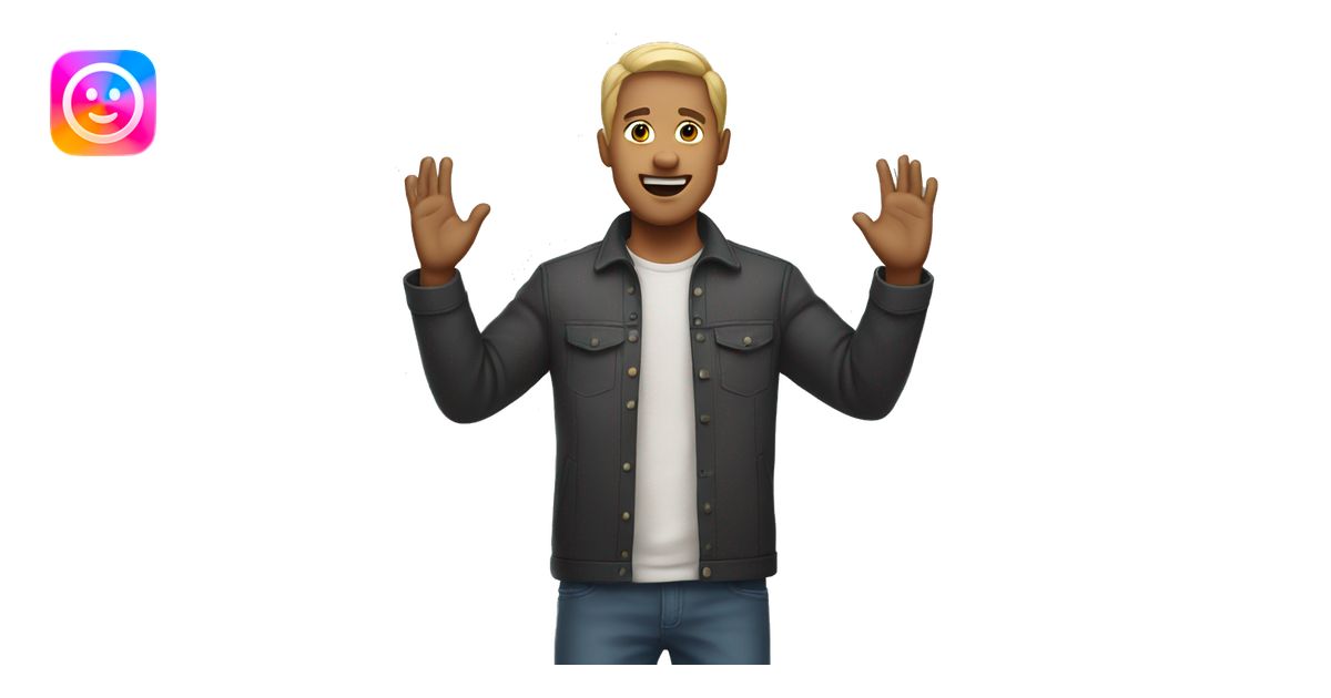 normal man surrendering, hands up in the air emoji | AI Emoji Generator