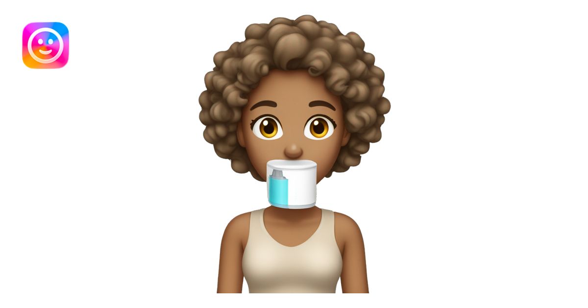 tan girl curly hair using inhaler emoji | AI Emoji Generator