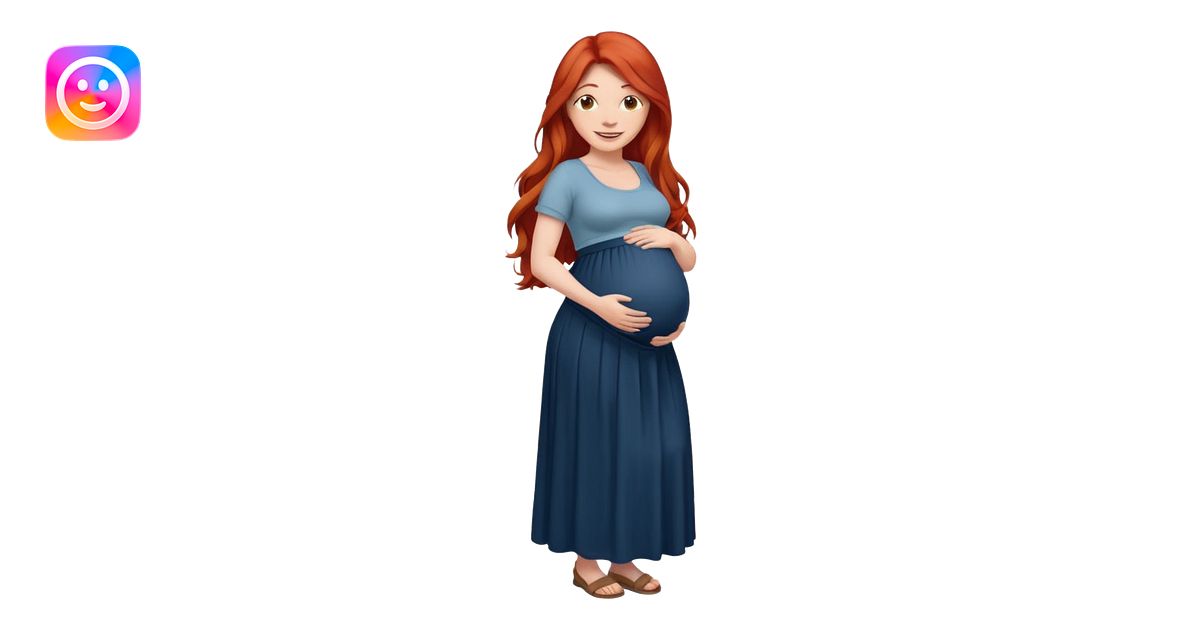 Make a strong women with long red hair, pregnant with maxi skirt ...