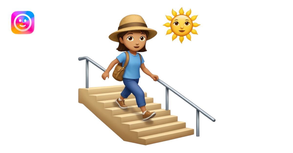 small figure walking up stairs toward the sun emoji | AI Emoji Generator