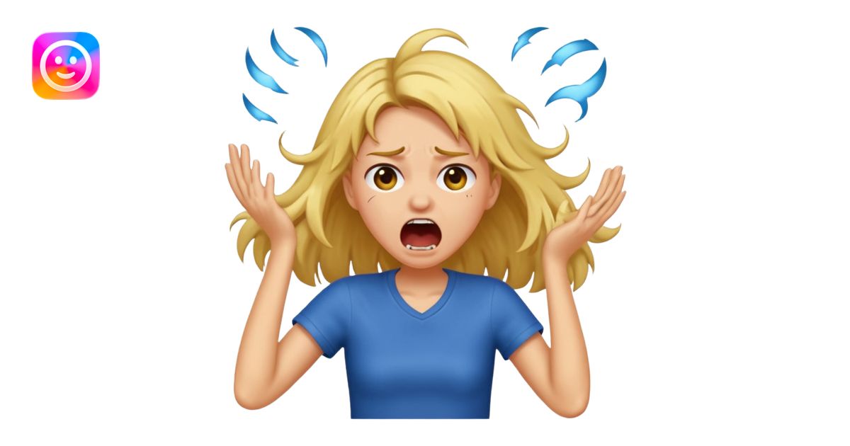 Girl ripping hair out yelling holding hair crying emoji | AI Emoji ...