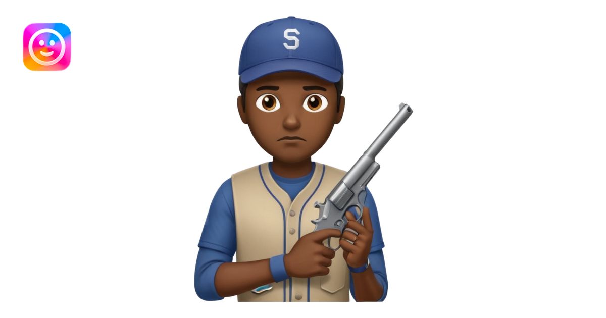Un moreno con una pistola y grosero y una gorra emoji | AI Emoji Generator