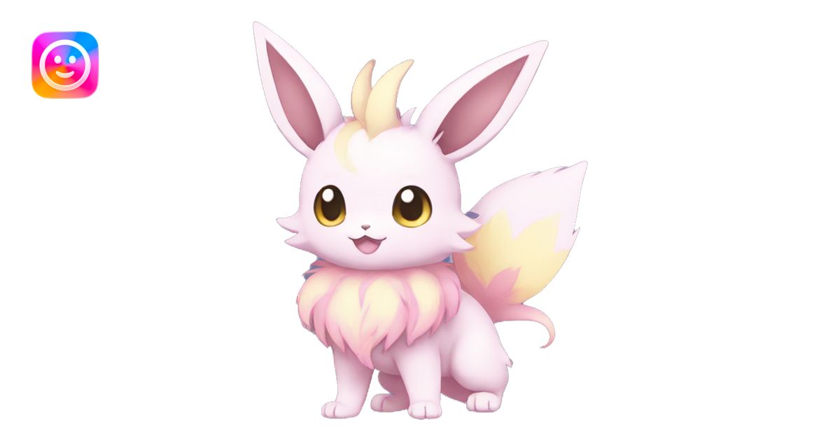Kawaii Pastel Eeveelution-Cute-Pokémon-fusion full body emoji | AI ...