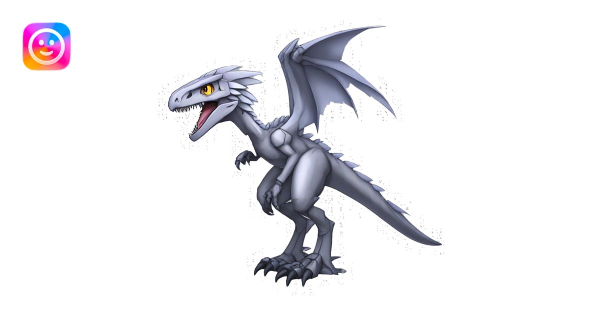 Edgy Grey Digimon-Fakemon-Velociraptor-Dragon-Mecha full body emoji ...
