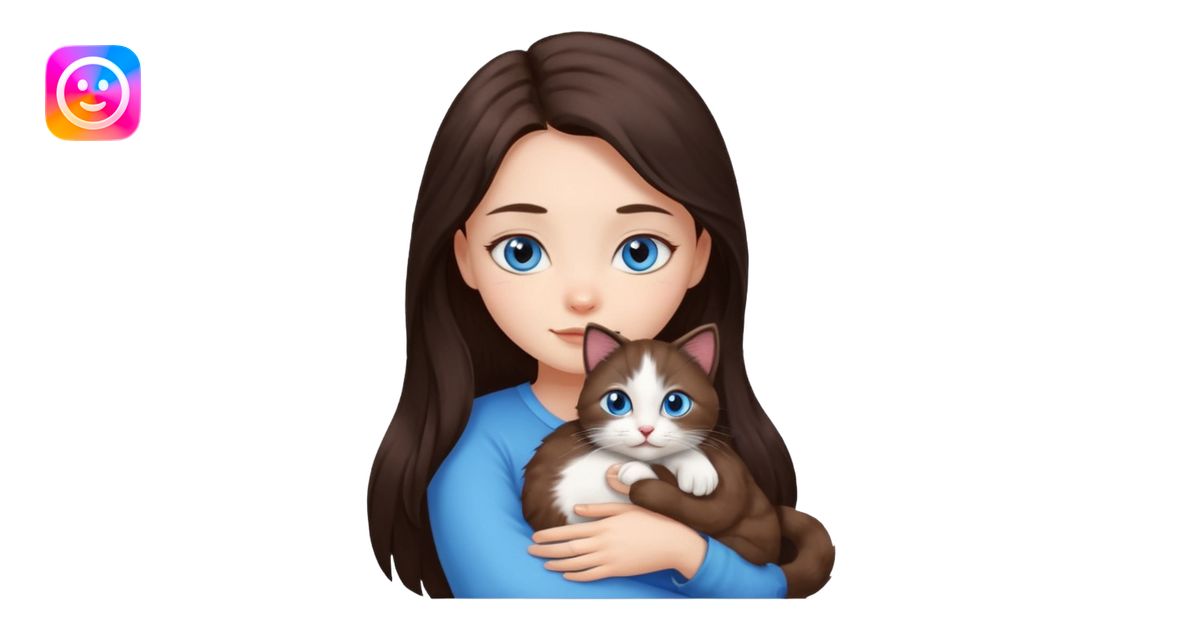 a pretty girl with long dark brown hair, with blue eyes, hugs 3 ...
