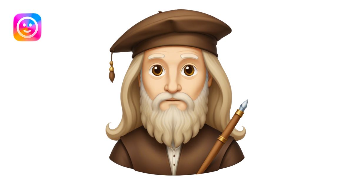 Cinematic Realistic Leonardo da Vinci Portrait Emoji, depicted as the ...
