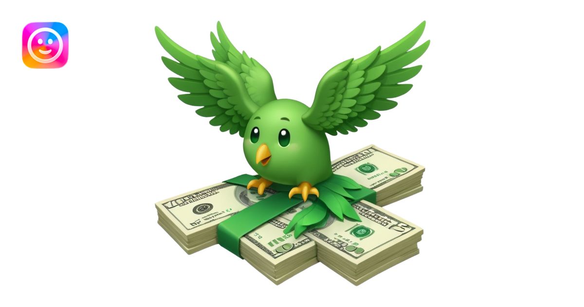 un fajo de dólares con alas volando emoji | AI Emoji Generator
