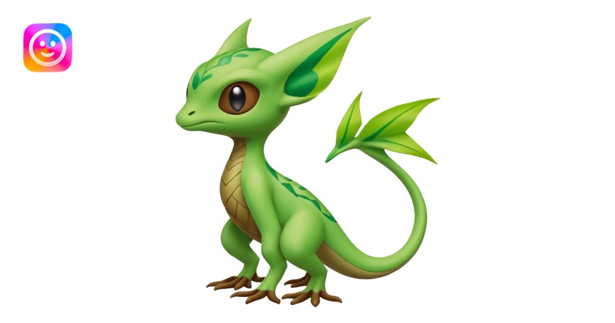Celebi-Axew-Grovyle-hybrid-Fakémon-creature (full body) emoji | AI ...