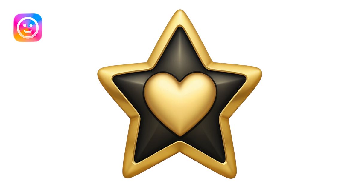 A star with a heart inside, golden and black emoji | AI Emoji Generator