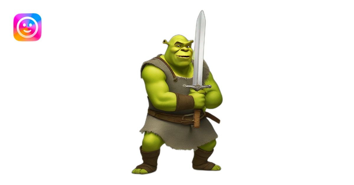 Shrek with a sword emoji | AI Emoji Generator